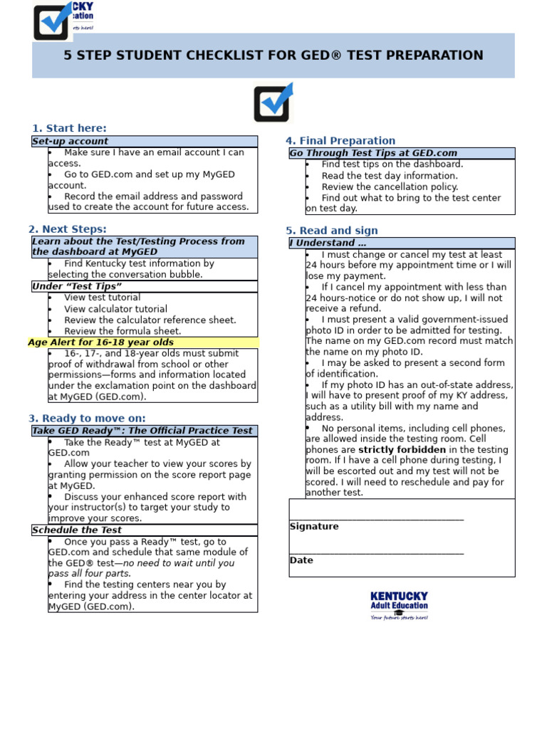 5-Step-Student-Checklist-FOR-GED | PDF