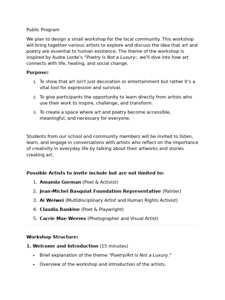 Public Program | PDF