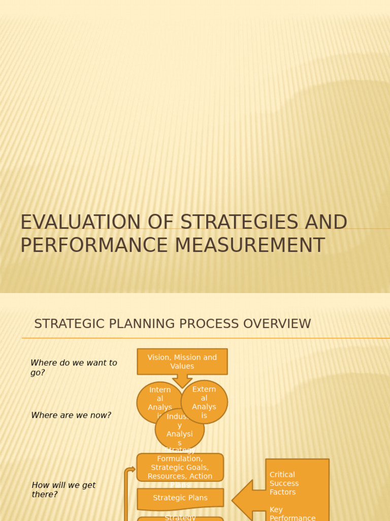 Evaluation of Strategies and Performance Measurement | PDF ...