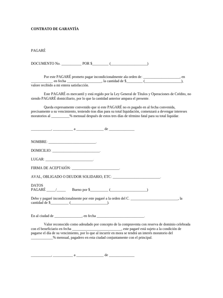 CONTRATO DE GARANTÍA okk | PDF