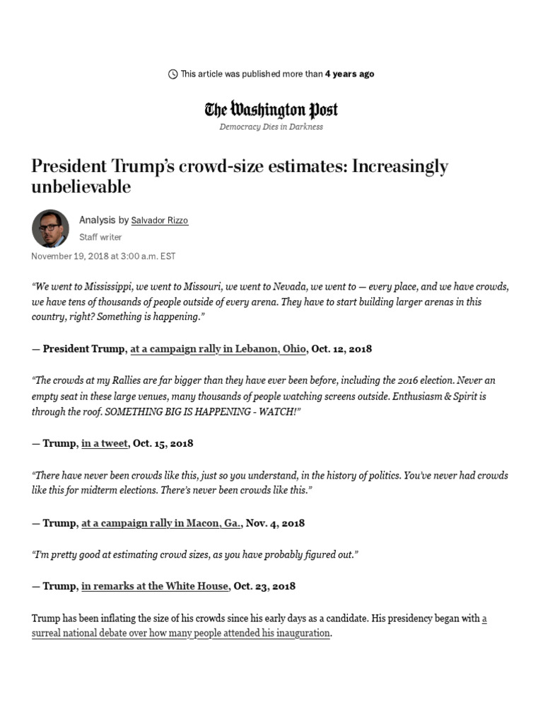 President Trump's Crowd-Size Estimates - Increasingly Unbelievable ...