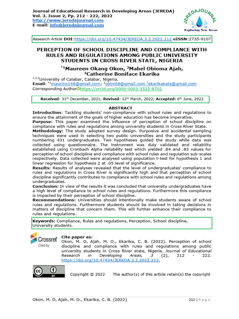 External Volume File Perception of School Discipline and Comp | PDF ...