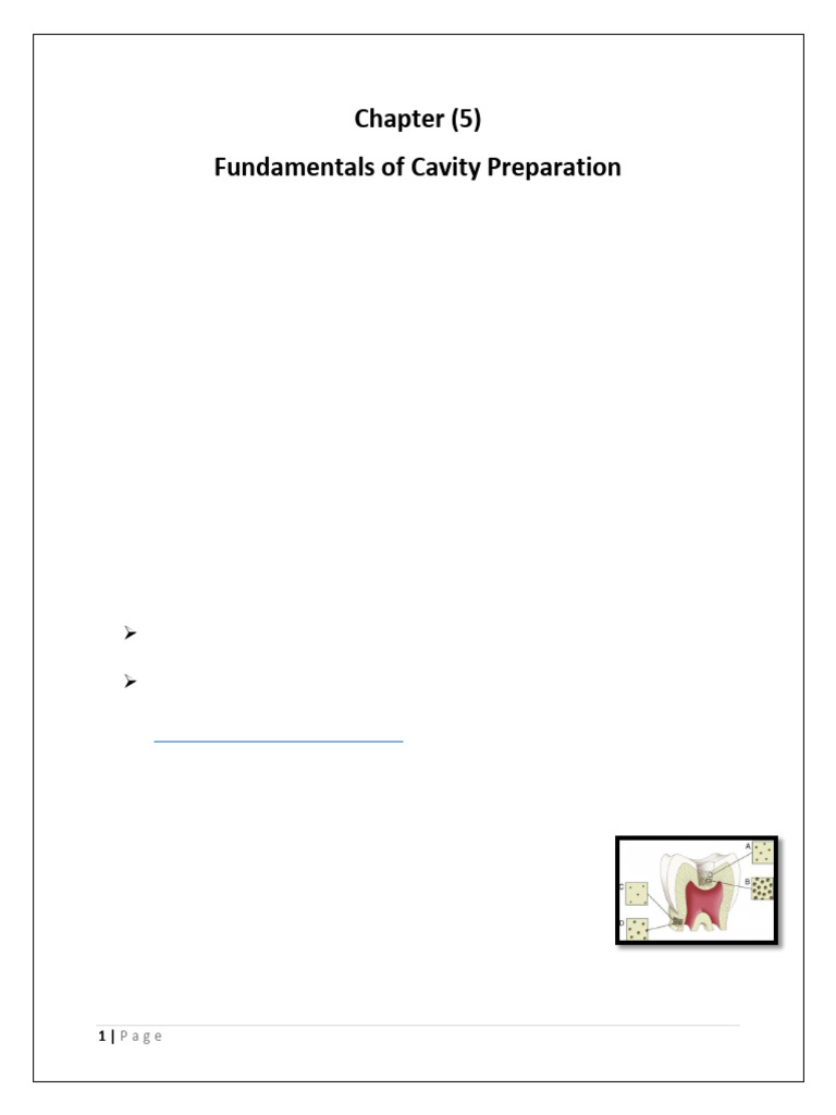 Fundamentals of Cavity Preparation Handout 1 | PDF | Tooth Enamel | Dentin