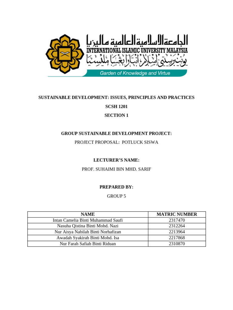 Project Proposal - SDG Potluck Siswa | PDF | Food Security | Poverty