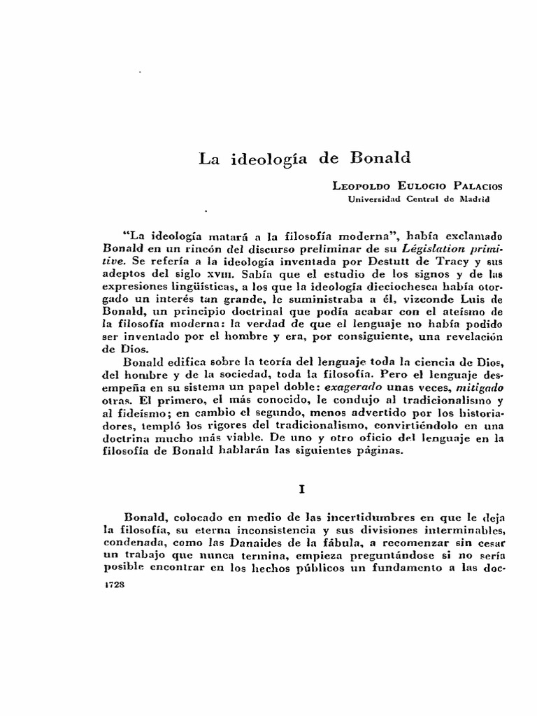 La Filosofía del Lenguaje en Bonald | PDF | Ideologías | Verdad