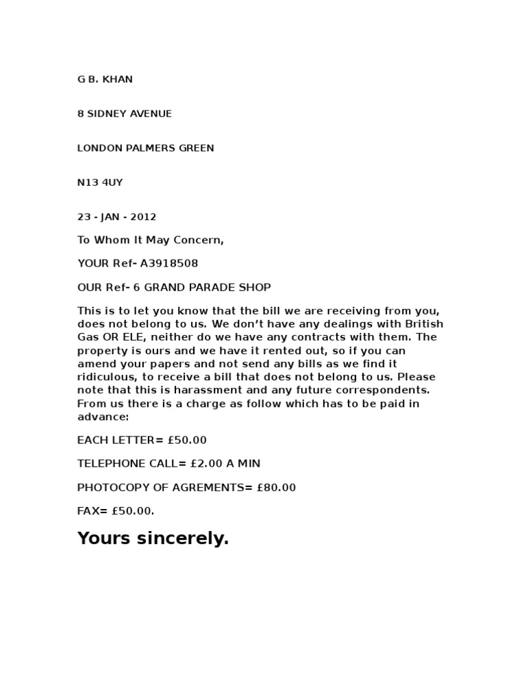 Dispute Over Incorrect Utility Bill | PDF