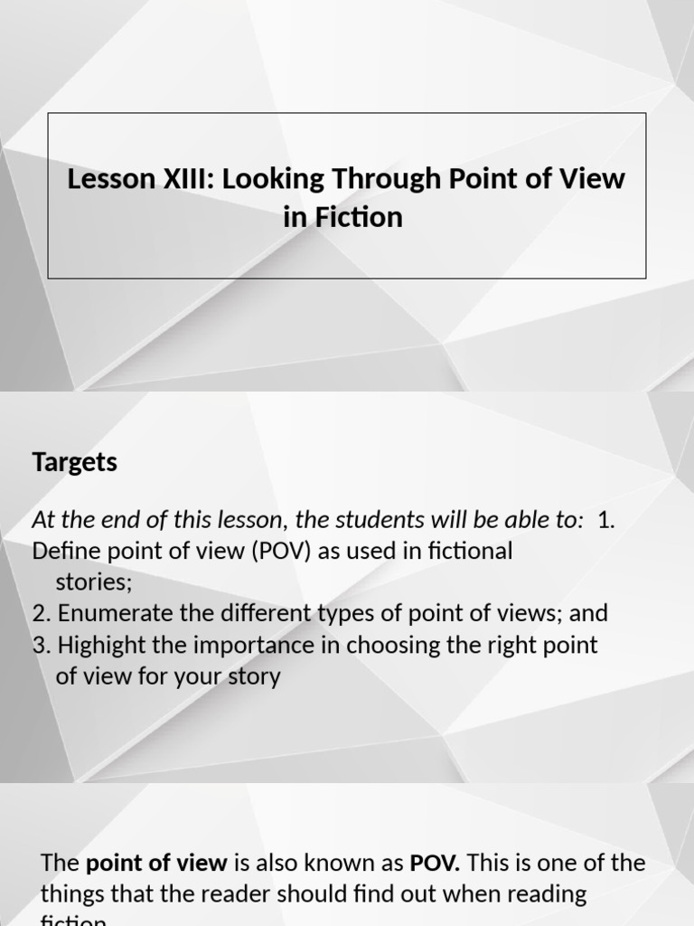 Lesson XIII-Creative Writing | PDF | Narration