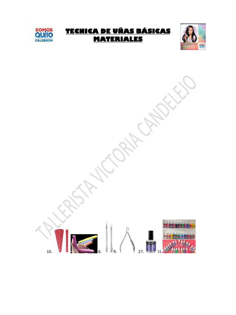 Tecnica de Uñas Básicas Materiales Actual 2024 | PDF
