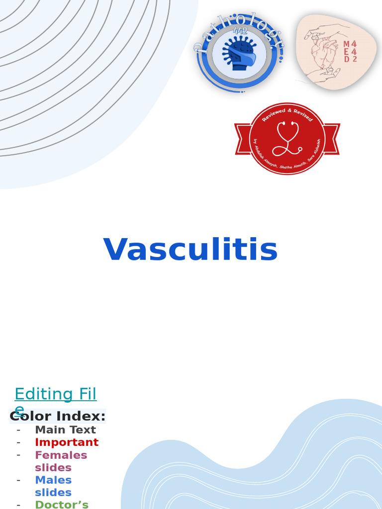 L6 - Pathology of Vasculitis | PDF | Blood Vessel | Clinical Medicine