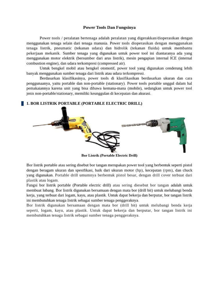 Macam-Macam Power Tools dan Fungsinya | PDF
