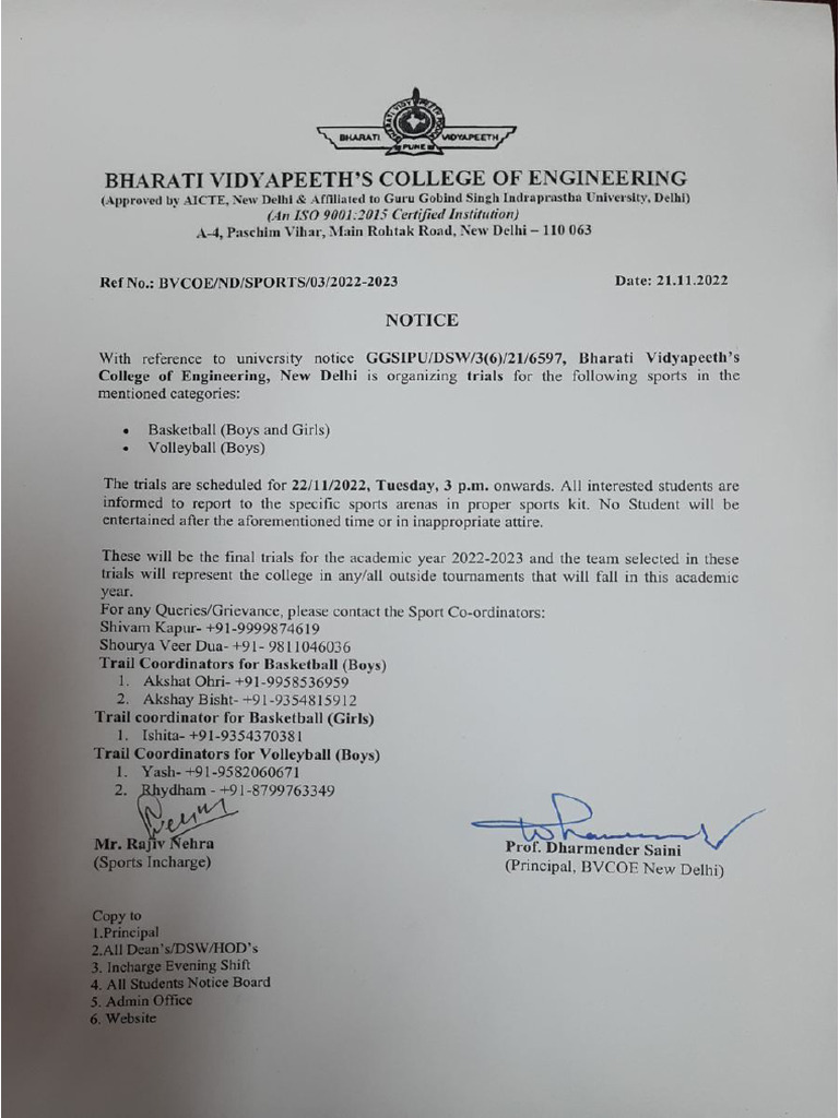 Sports Notice Trails 22-23 | PDF