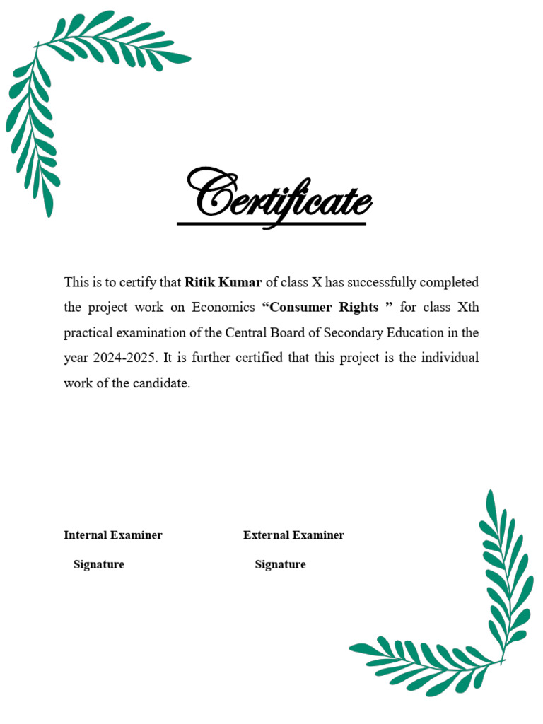 Class 10 Certificate | PDF