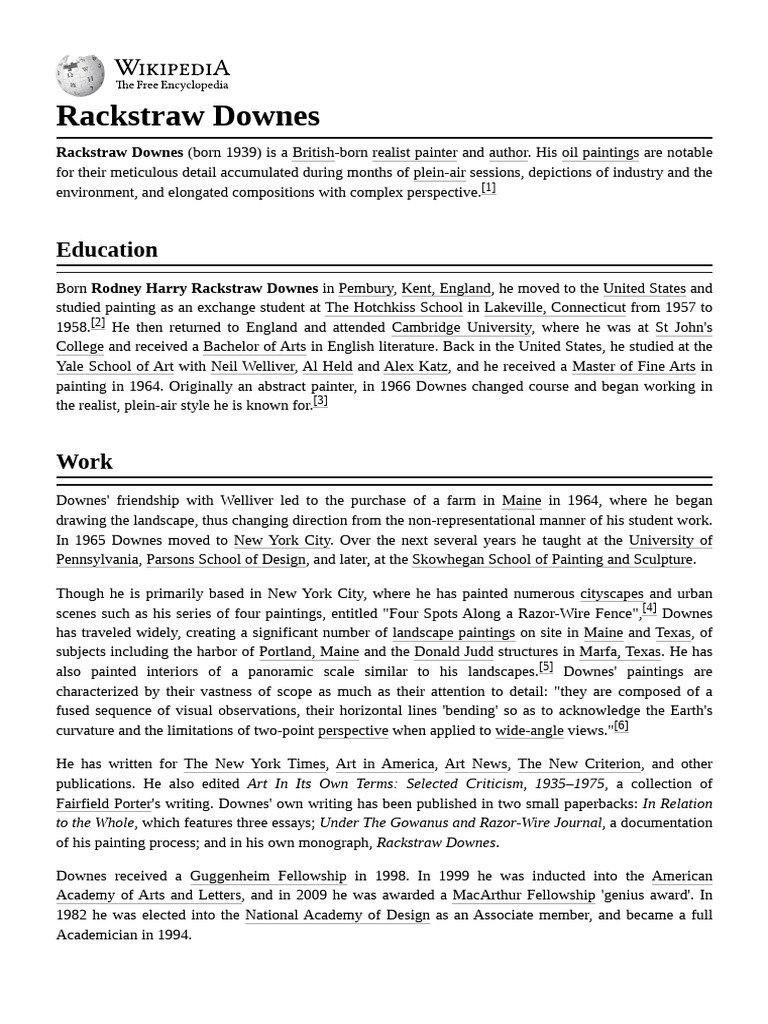 Rackstraw Downes | PDF | Paintings | The Arts