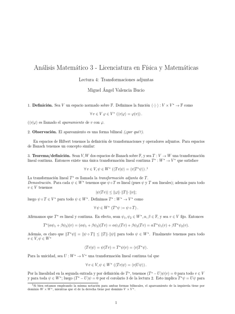 AnM3-LFM-lect04 | PDF | Mapa lineal | Espacio de Hilbert