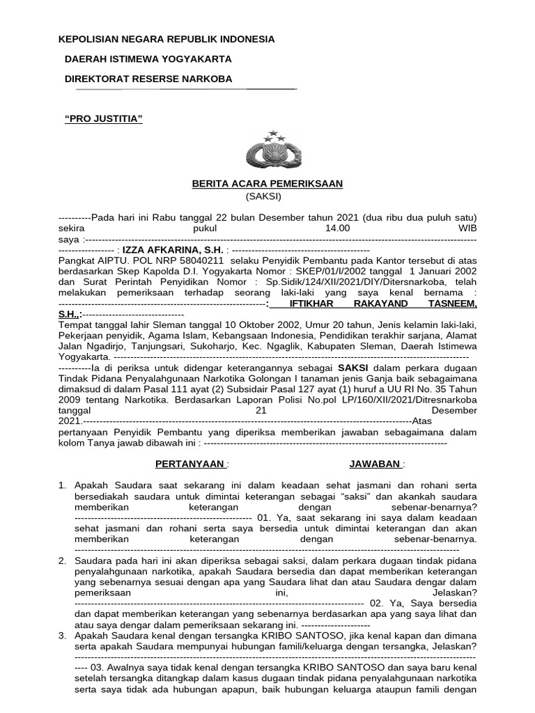 BAP Saksi Iftikhar | PDF