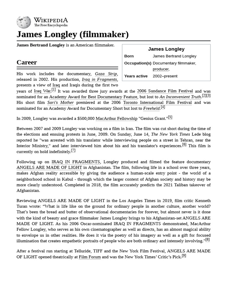 James Longley (Filmmaker) | PDF