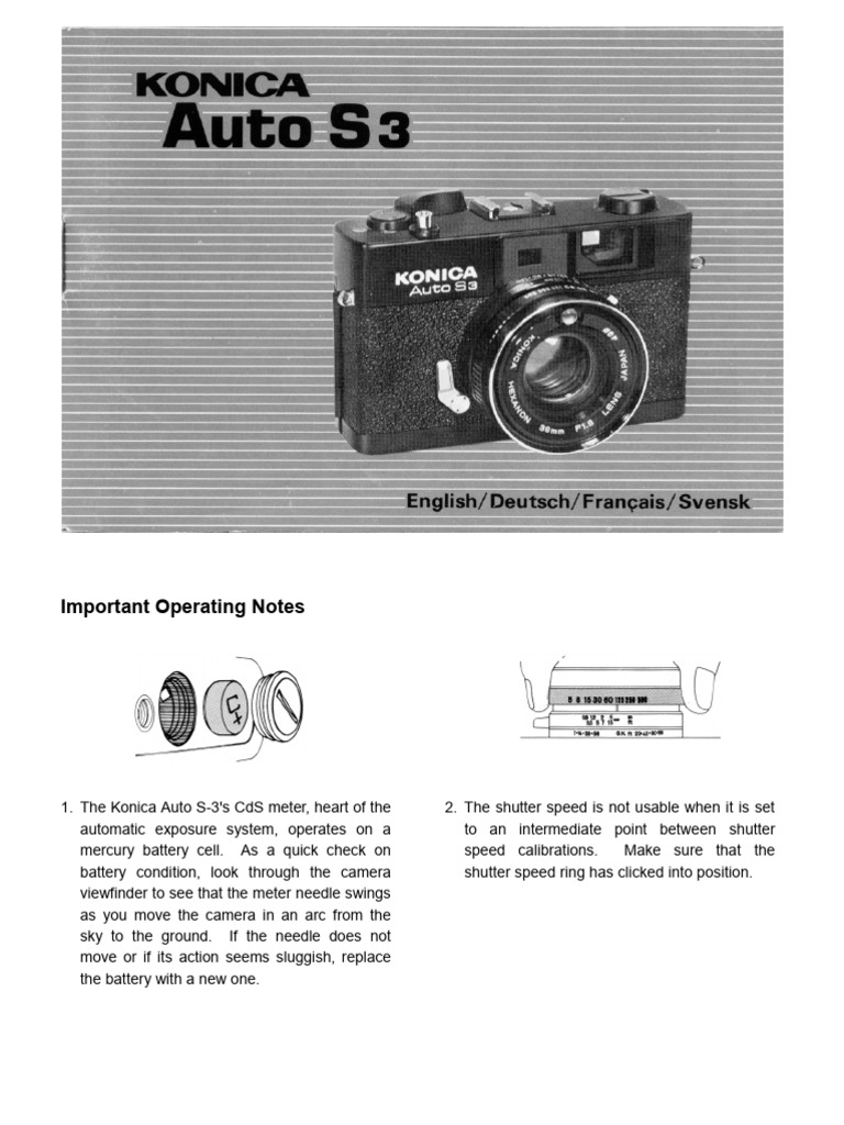 Konica C35 FD or Auto S3 - Manual2 | PDF | Exposure (Photography) | Flash (Photography)