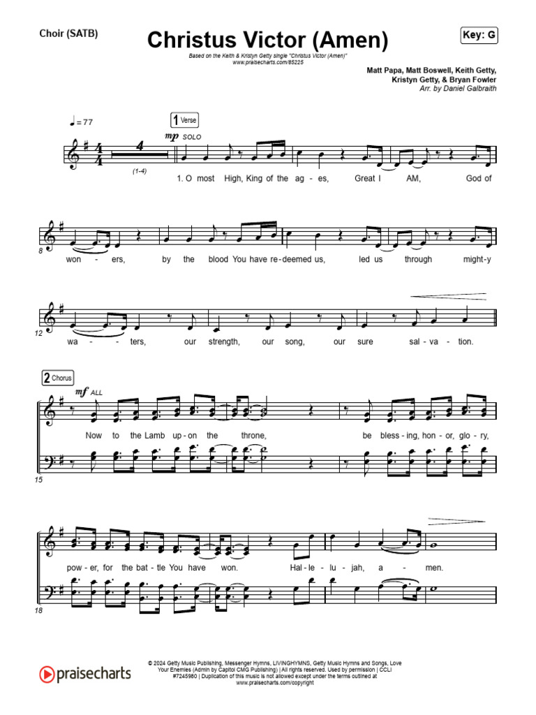 Christus Victor (Amen) (Keith & Kris... ) Choir Sheet CH | PDF