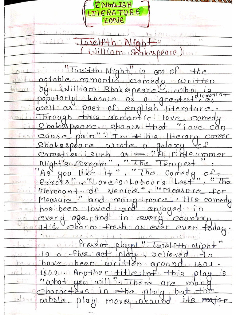 Twelfth Night by William Shakespeare | PDF