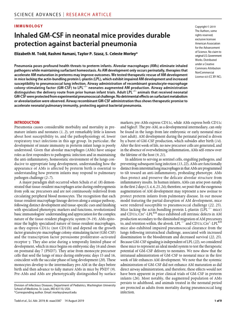 sciadv.aax3387 | PDF | Macrophage | Lung