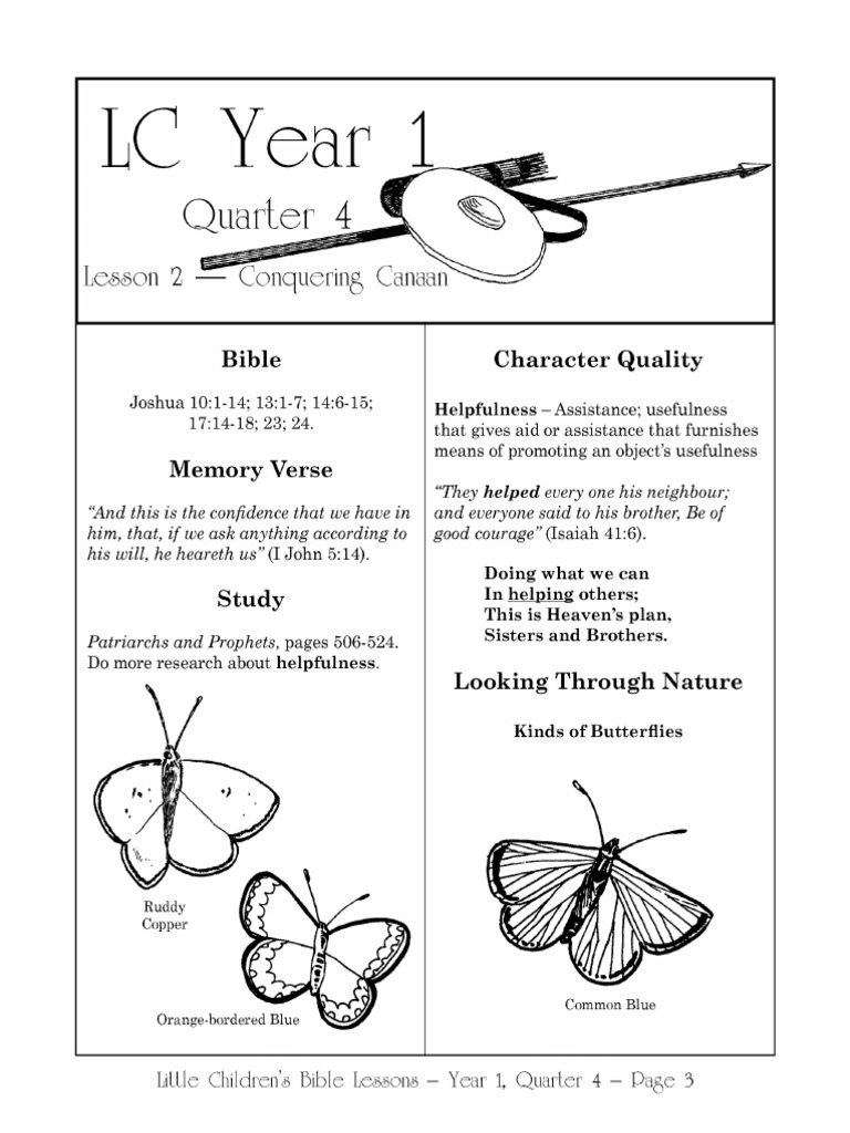 Y1Q4 Little Children's Bible Lesson 2 Conquering Canaan | PDF