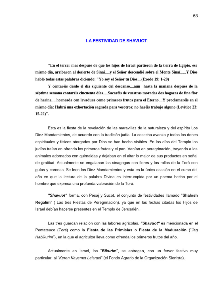 LA FESTIVIDAD DE SHAVUOT | PDF | Libro de rut | Pascua