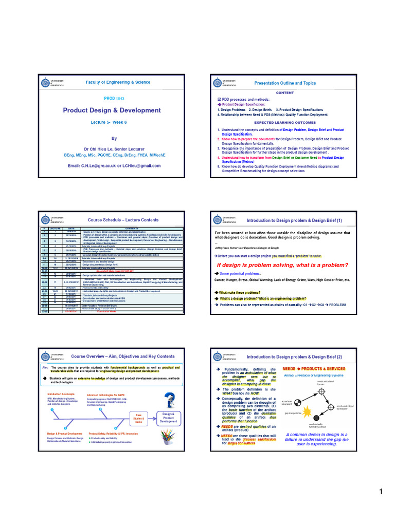 PROD1043 LEC05 W6 Presentation Design Problem Brief PDS | PDF | Usb | Design