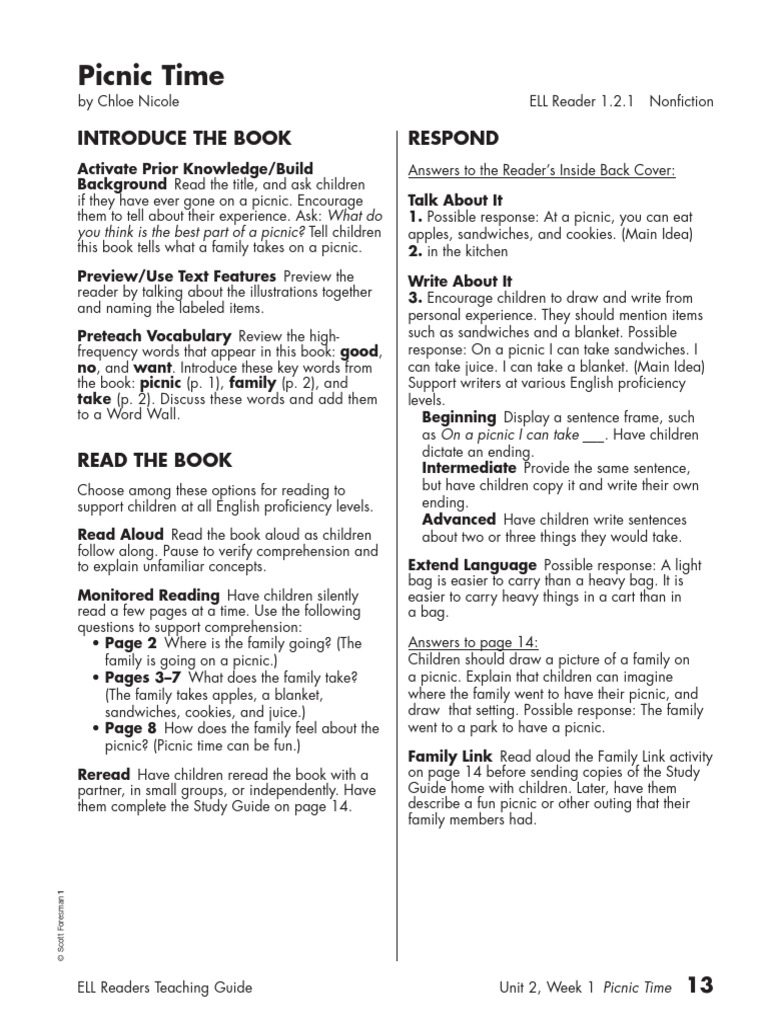 ELL Picnic Learning Guide | PDF | Books | Linguistics