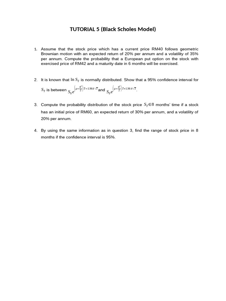 Black Scholes Model: European Put Option Analysis | PDF