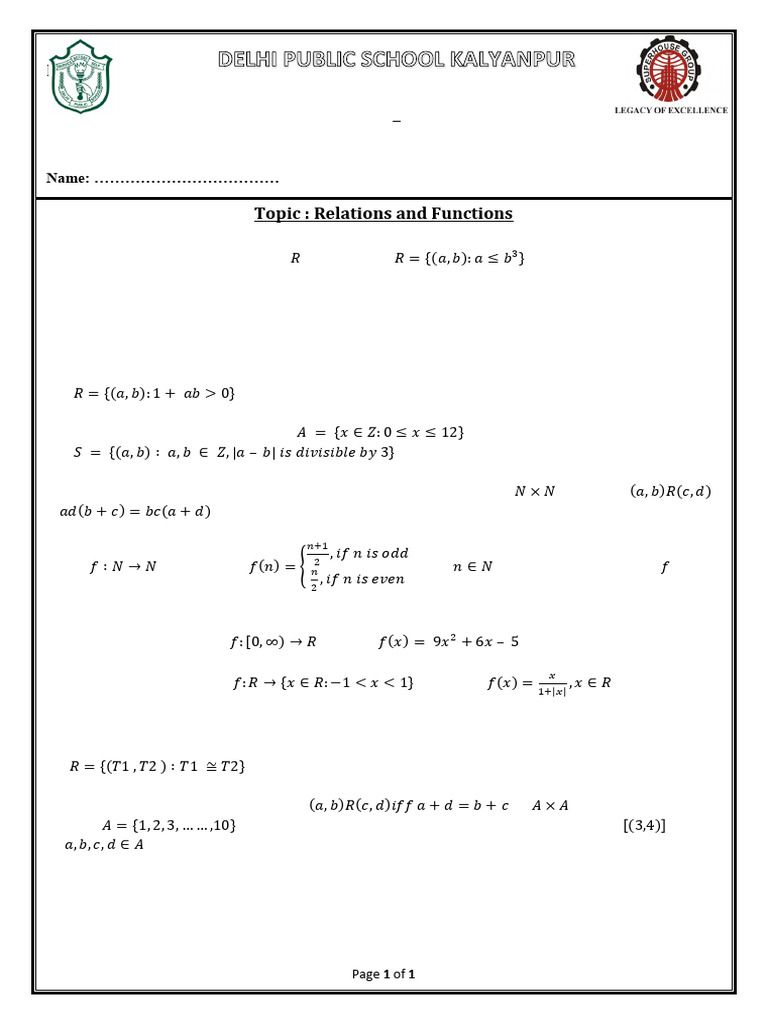 MLP Relations and Functions Questions 2024 | PDF