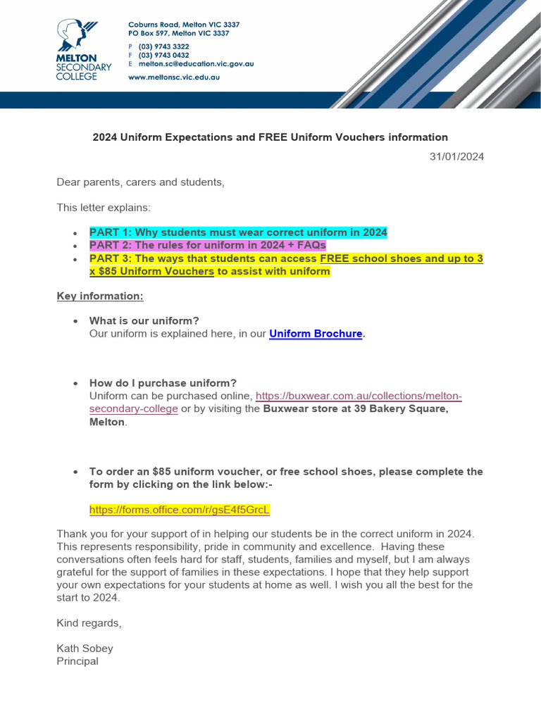 2024 Uniform Expectations and FREE Uniform Vouchers Information ...