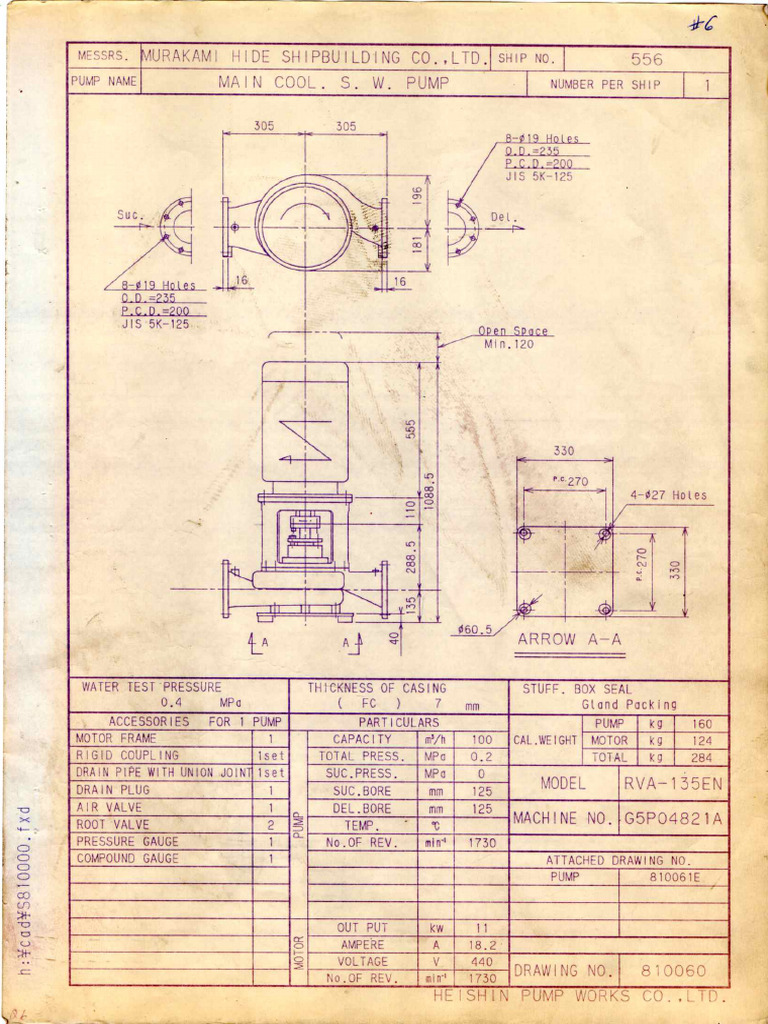 Main Cool S. W. Pump Drawing 15.09.23 | PDF