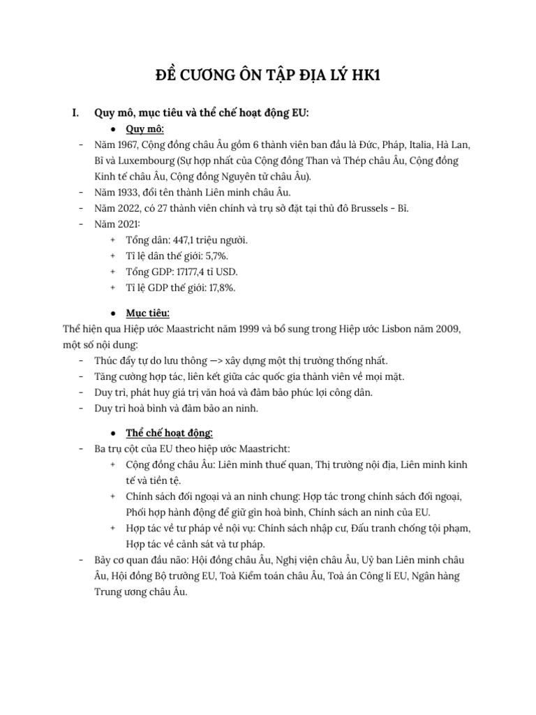 ĐỀ CƯƠNG ÔN TẬP ĐỊA LÍ 11 HKI | PDF