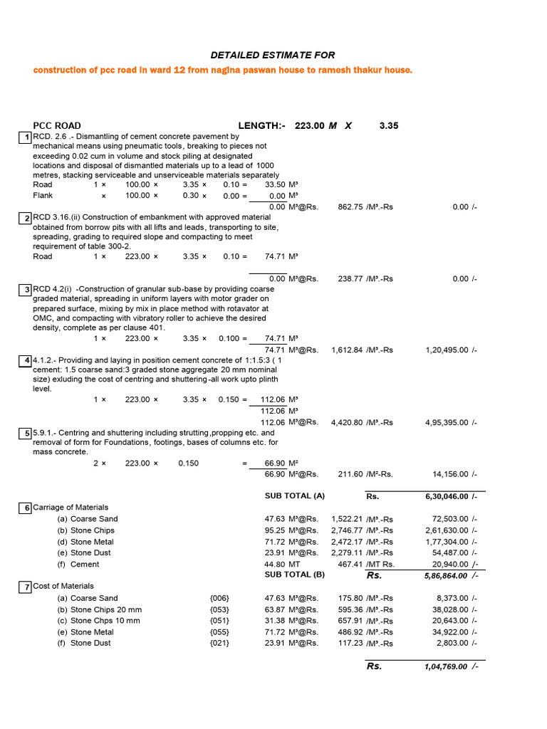 ward-12 pcc 2 | PDF | Concrete | Road