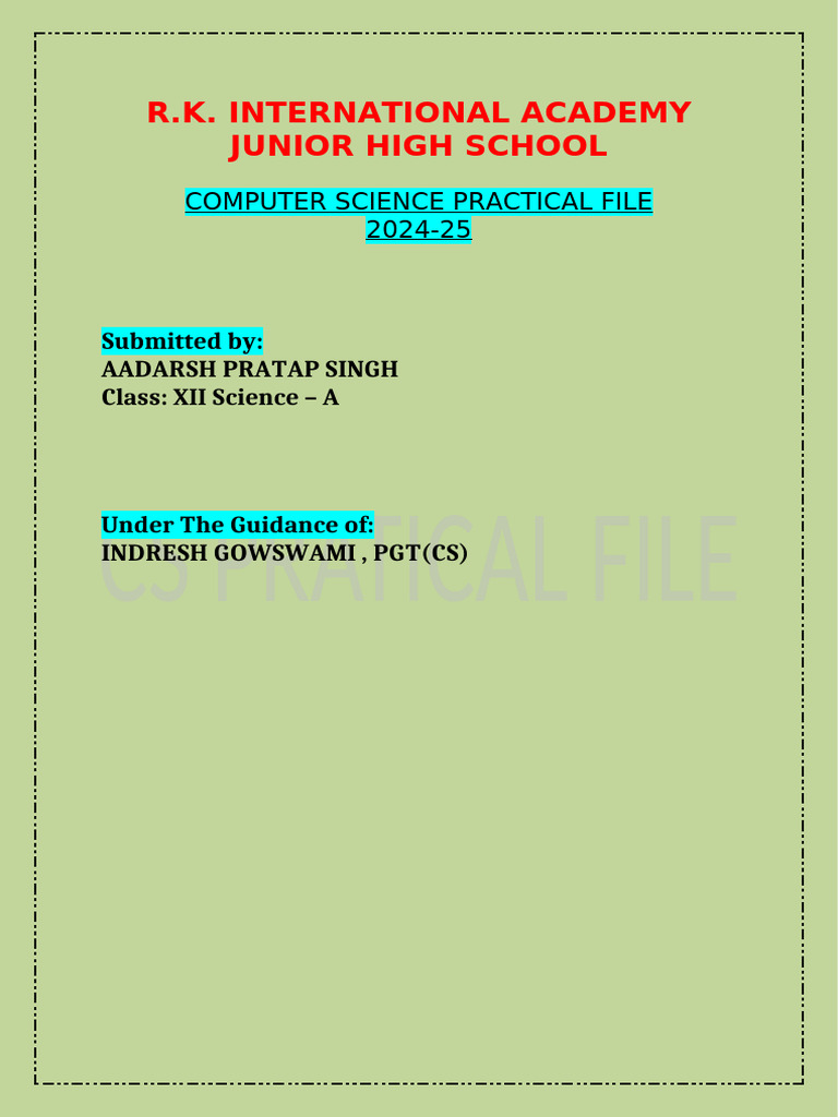 Aadarsh R.K. Front Pages | PDF