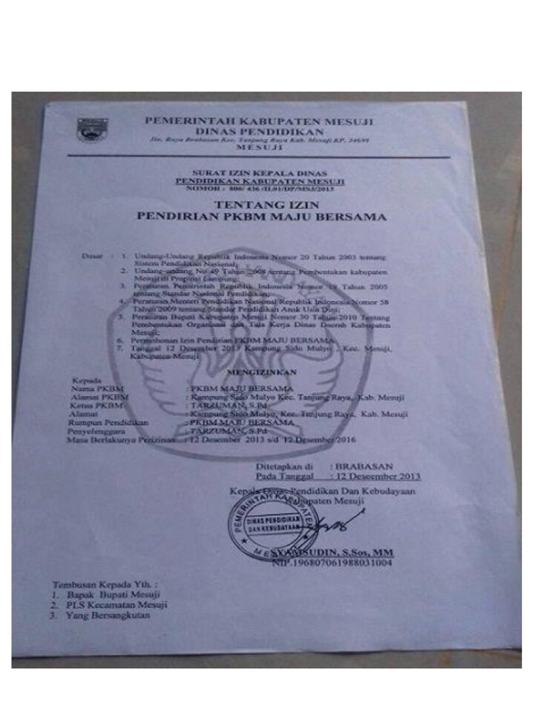 sk pkbm maju bersama | PDF