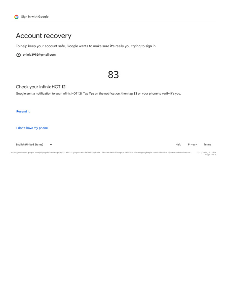 Google Account Recovery Steps | PDF