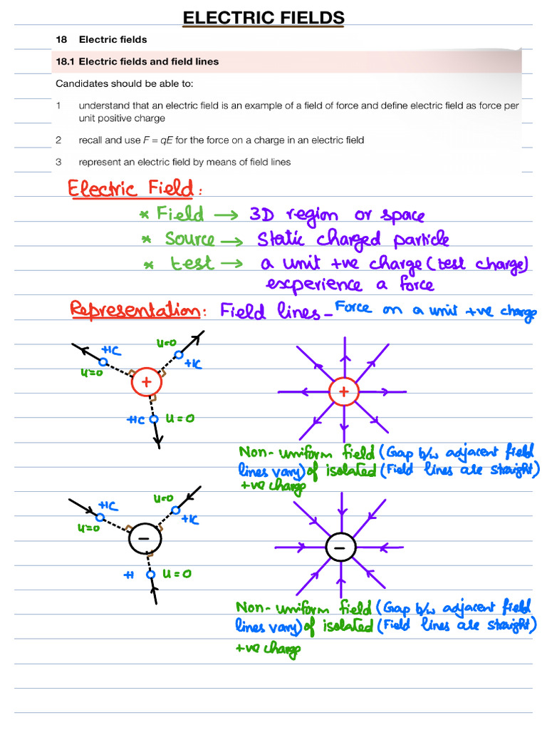 Electric Fields (A-Level Physics Notes P4) | PDF | Electron | Electric ...