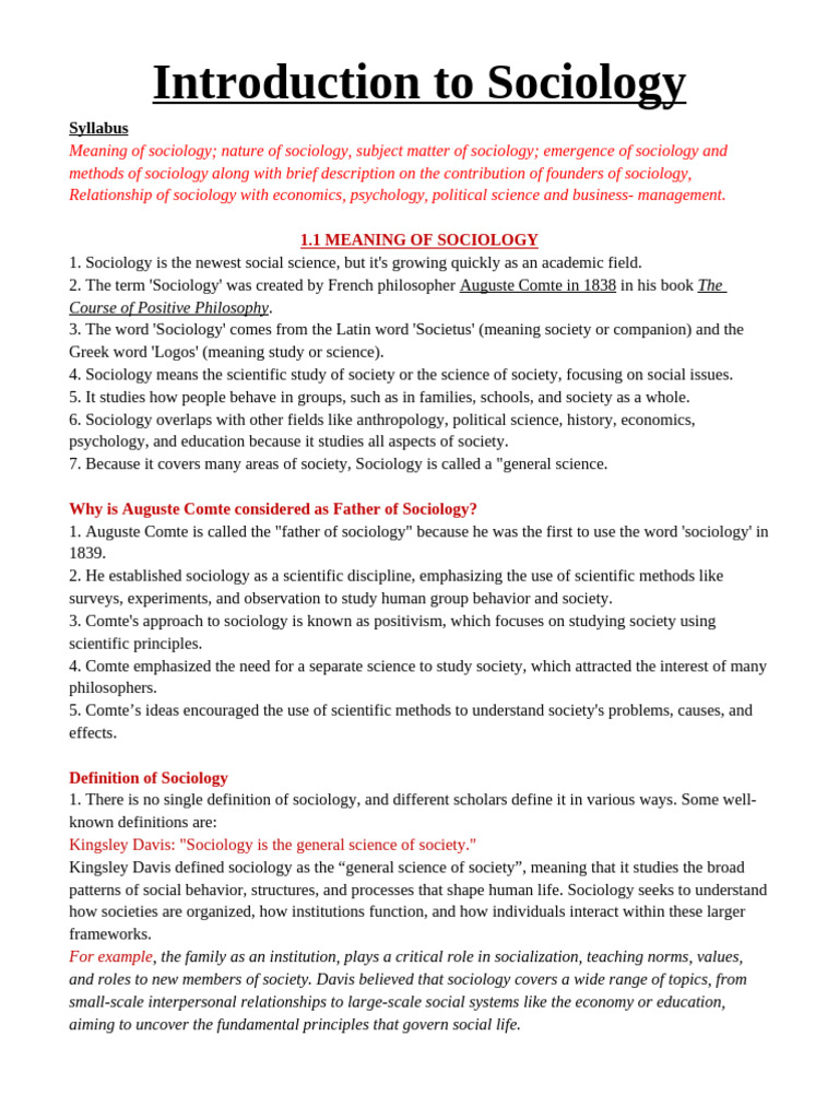 Unit 1 Fundamentals of Sociology | PDF | Sociology | Science