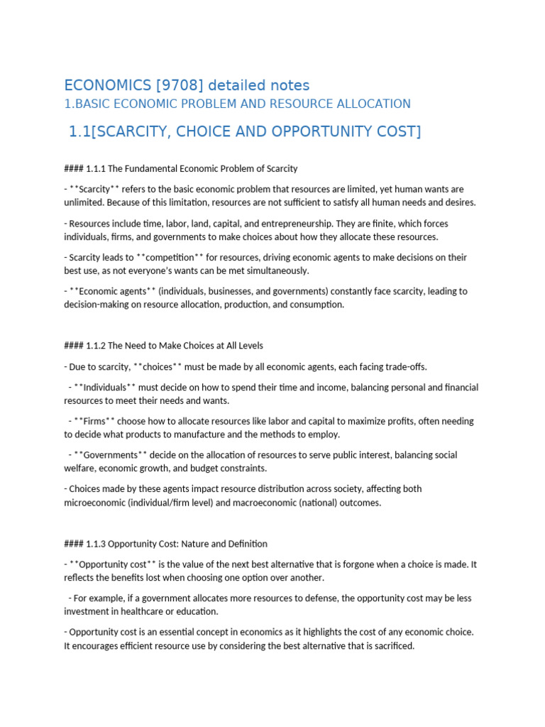 ECONOMICS (9708) Topical Notes by Me | PDF | Economics | Economies