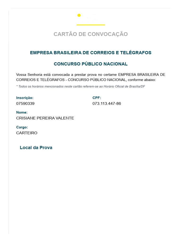 IBFC - Consulta Local de Prova VSFD FLDPT | PDF | Brasil