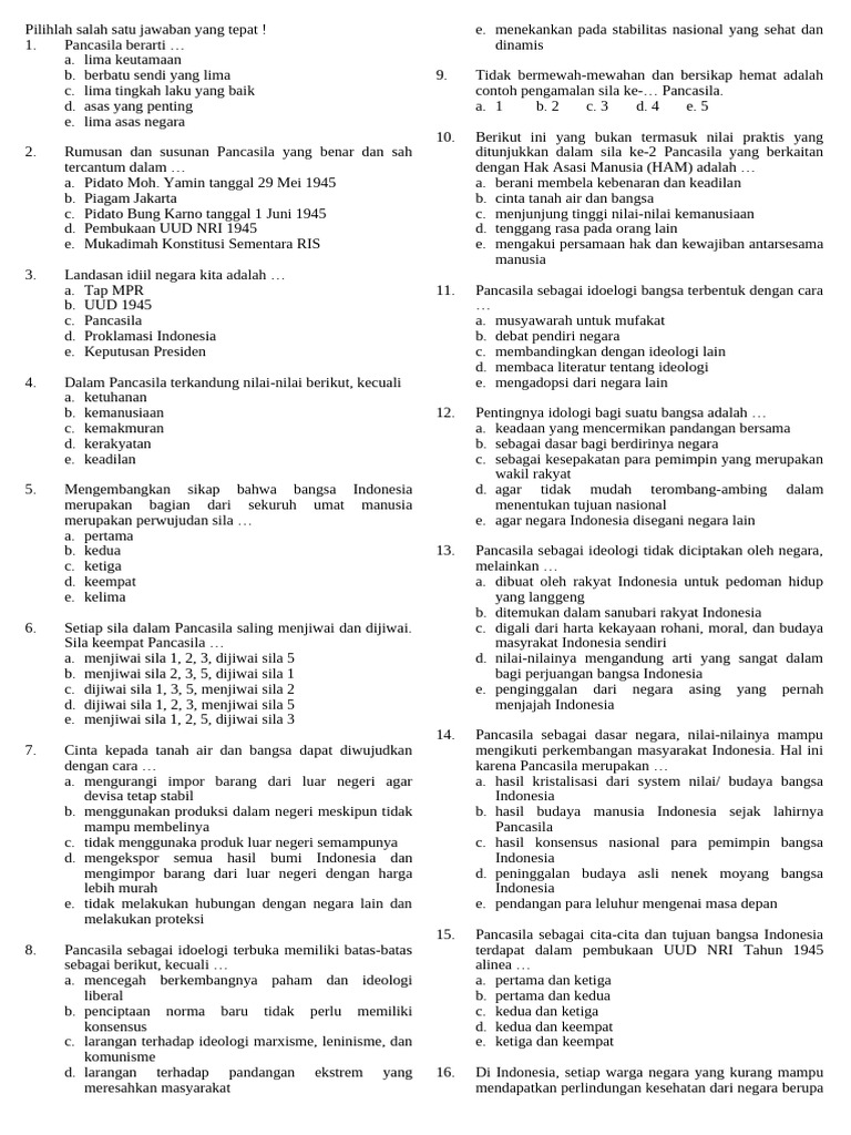 (PKN Xi) Soal Asas Ganjil | PDF