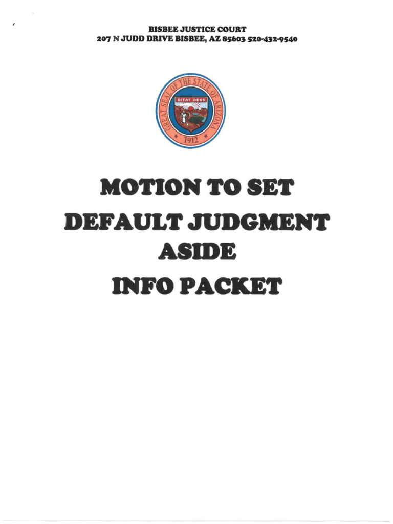 Motionto Set Aside Default Judgment Packet | PDF