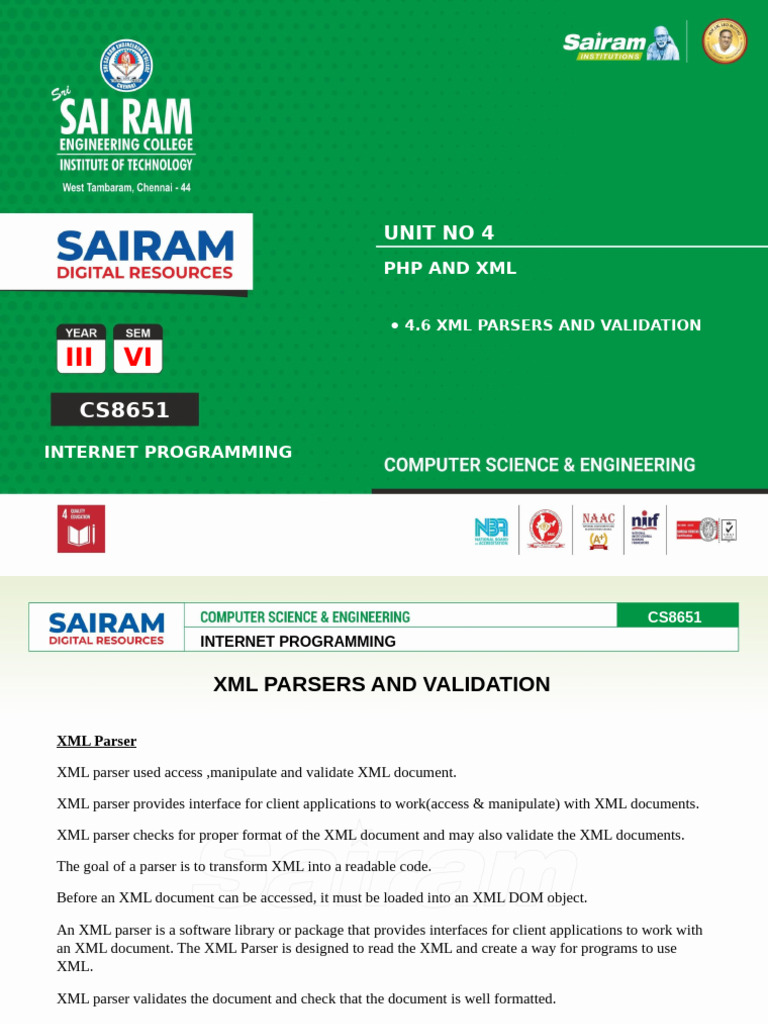 4.6 Slides XML PARSERS AND VALIDATION | PDF | Xml | Computer Science