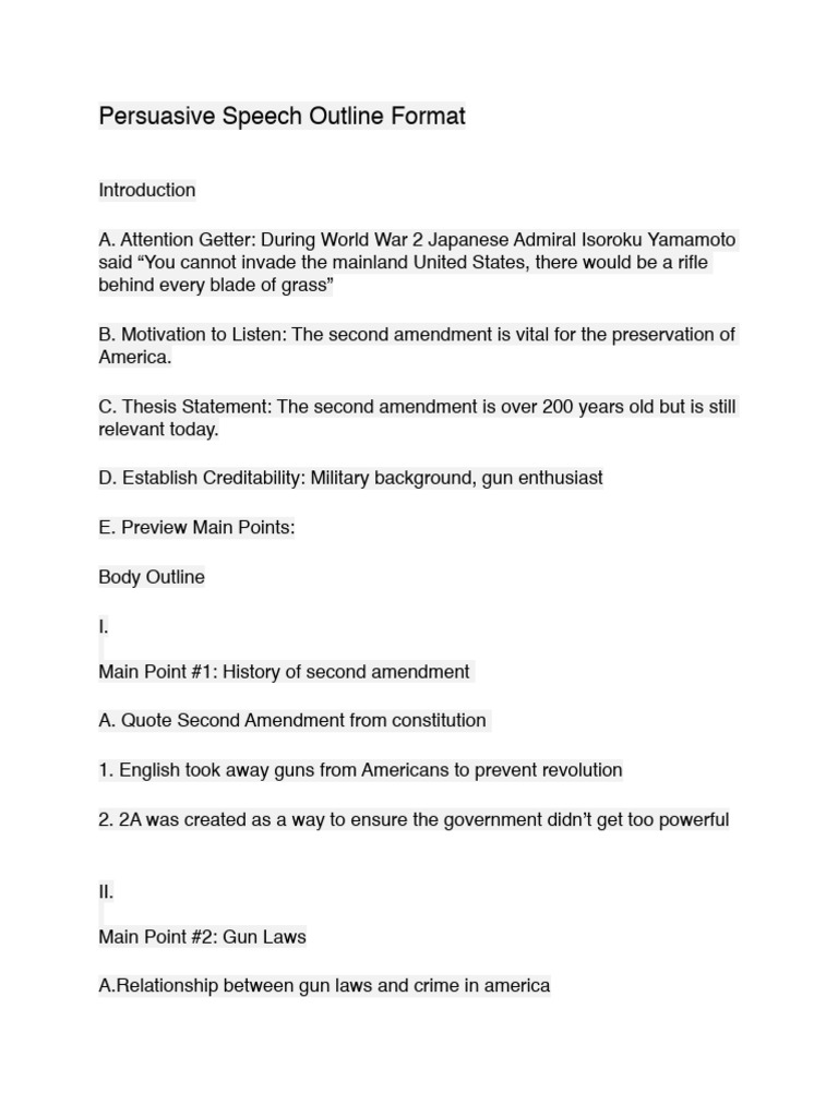 Persuasive Speech Outline | PDF | The United States | Crimes