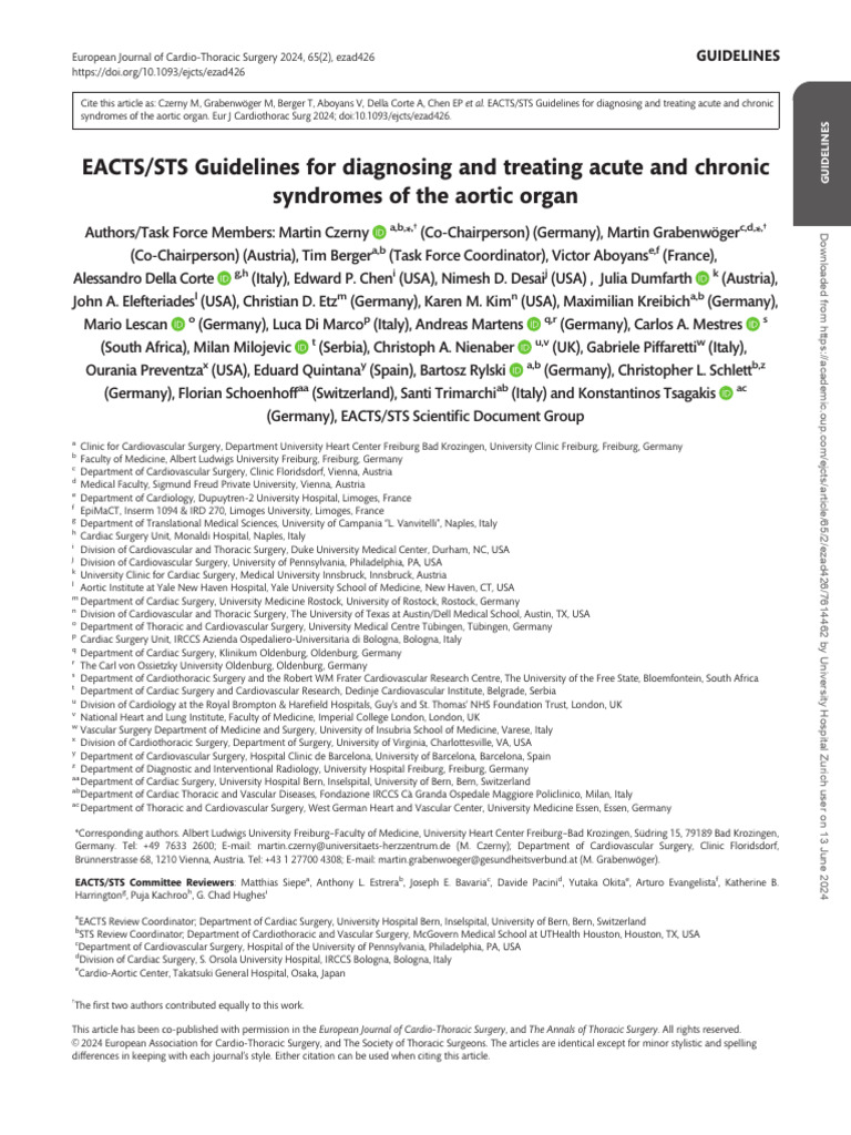 Aortic Syndrome Guidelines | PDF | Aorta | Medical Specialties
