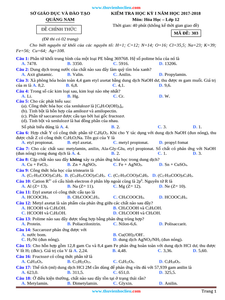 thuvienhoclieu.com-De-thi-HK1-Hoa-12-Quang-Nam-2017-2018 | PDF