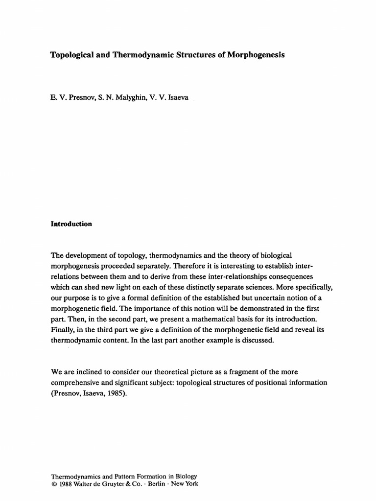 Topological and Thermodynamic Structures of Morphogenesis | PDF | Manifold | Tetrahedron