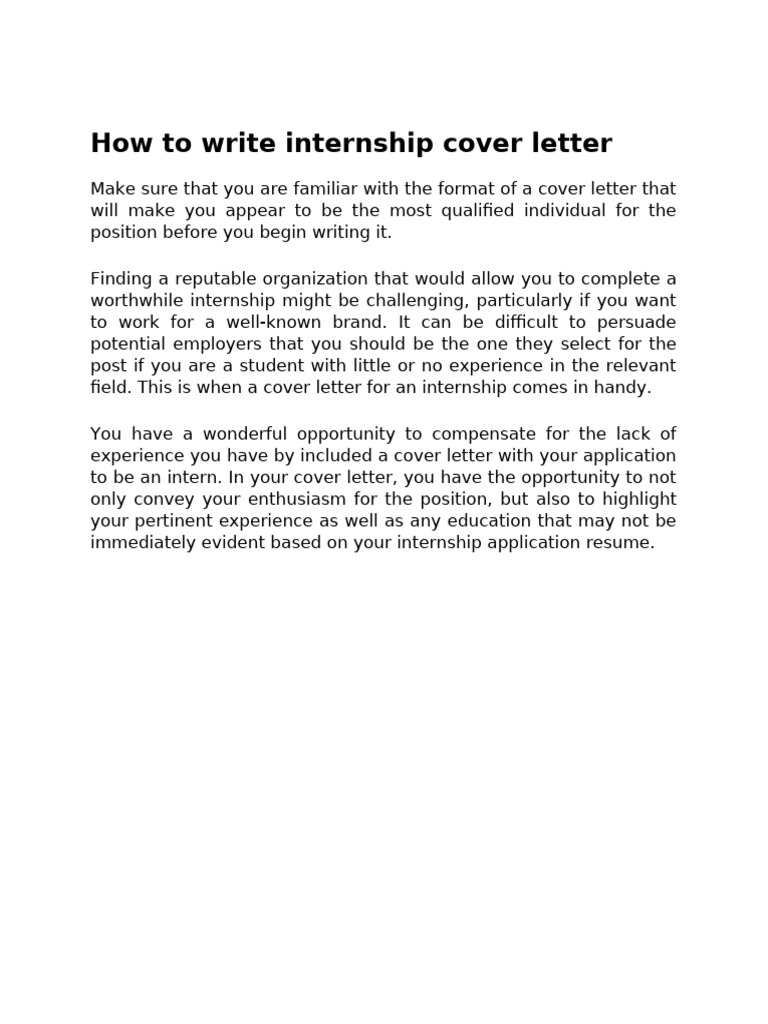 Internship Cover Letter Guide | PDF