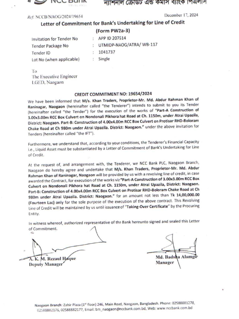 Credit Commitment - 1041737 | PDF